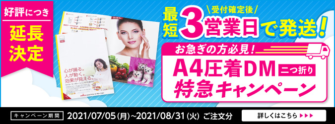 プリントモール 「夏の販促応援 A4圧着DM特急キャンペーン」8月31日まで延長 確定翌3営業日で発送サービス | プリント&プロモーション